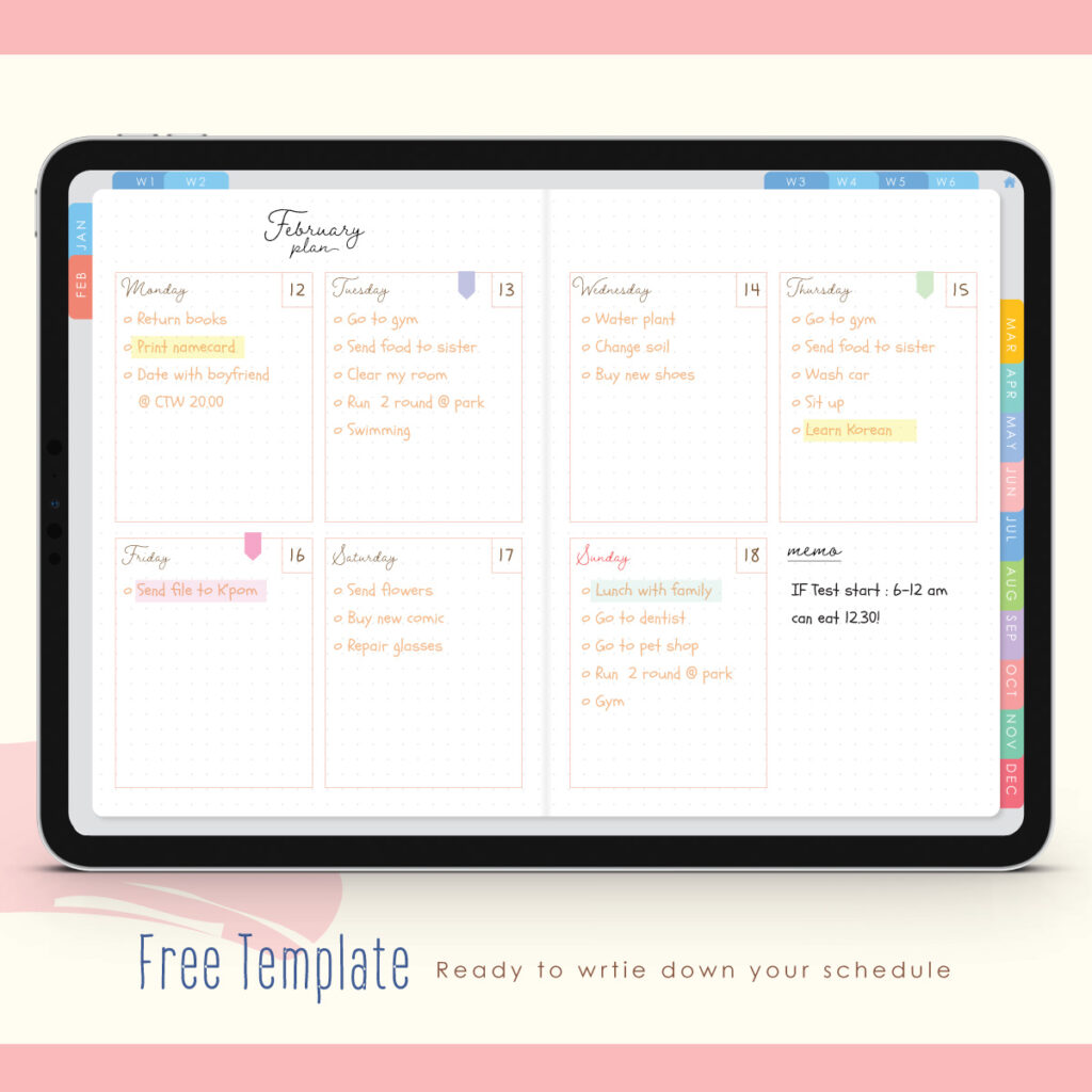 Digital Weekly BUJO Planner for Goodnotes | Dot Grid Bullet Journal ...