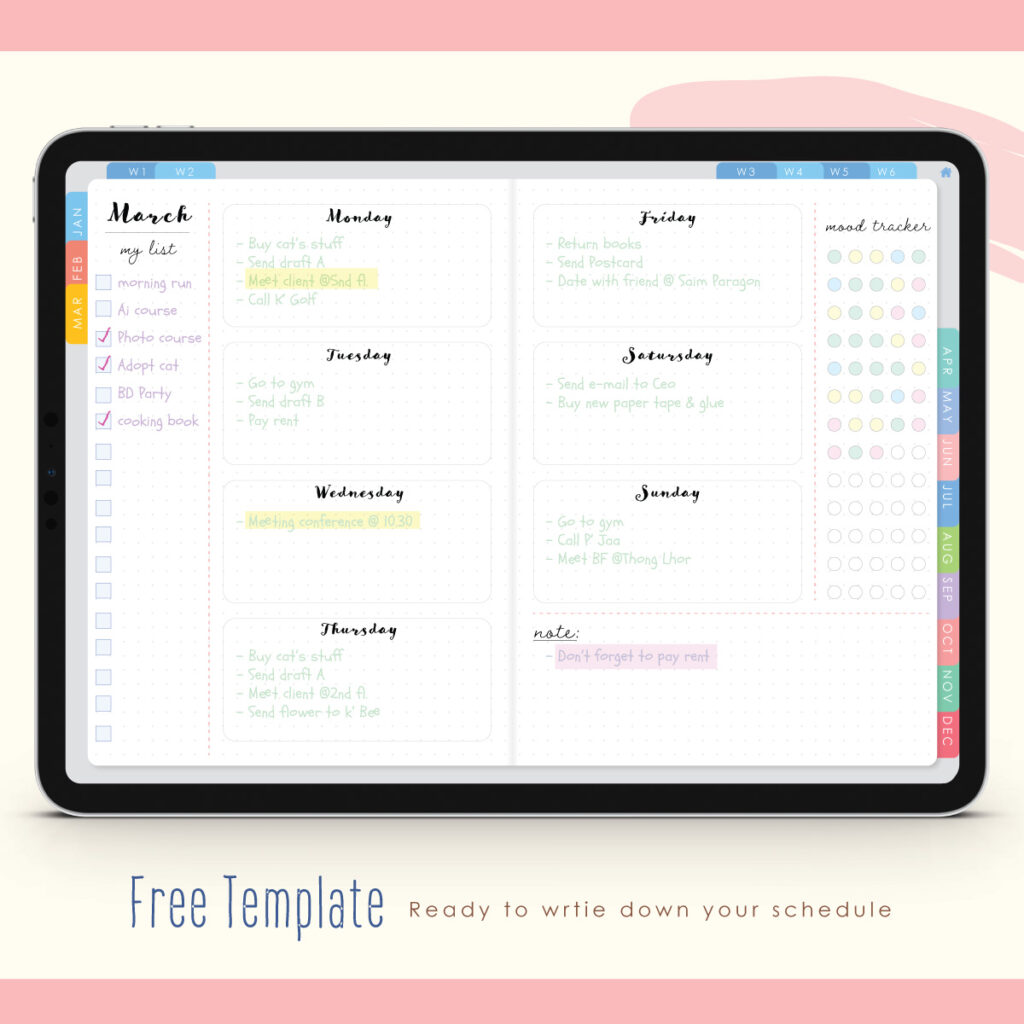 Digital Weekly BUJO Planner for Goodnotes | Dot Grid Bullet Journal ...