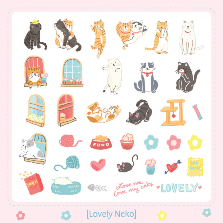 DP2119 Digital Stickers Pack – Lovely Neko – Digital Product : Sugar ...