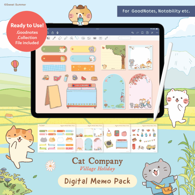 Digital Memo Pack – Cat Company : Village Holiday – Digital Product ...